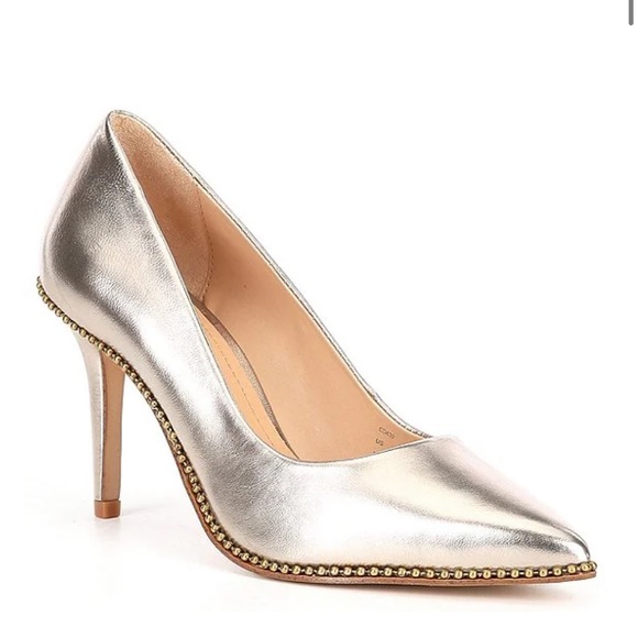 Coach | Shoes | Coachwaverly Beadchain Metallic Leather Pumps | Poshmark